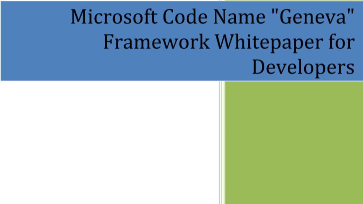 Microsoft Code Name “Geneva” Framework Whitepaper for Developers ...